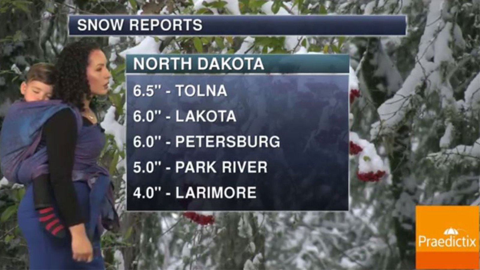 Meteorologist delivers forecast with her baby on her back - 6abc ...