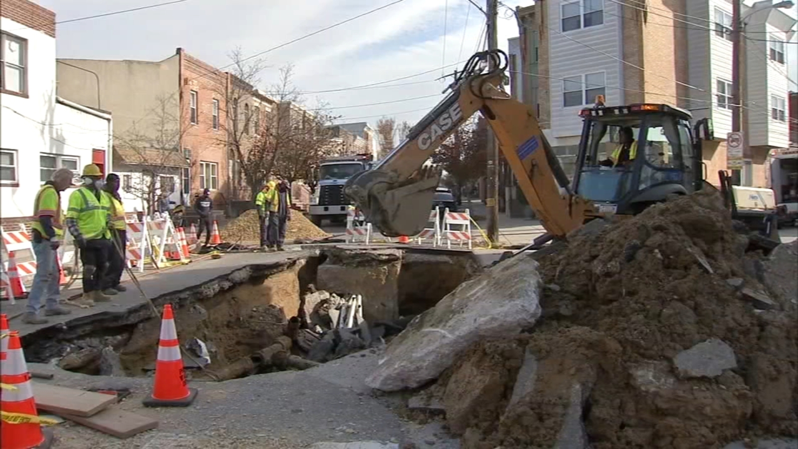 Water main break leads to street collapse in South Philadelphia - 6abc ...