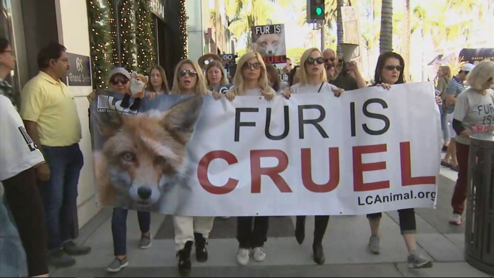 Animal activists protest on Rodeo Drive for 'Fur-Free Friday' - ABC7 ...