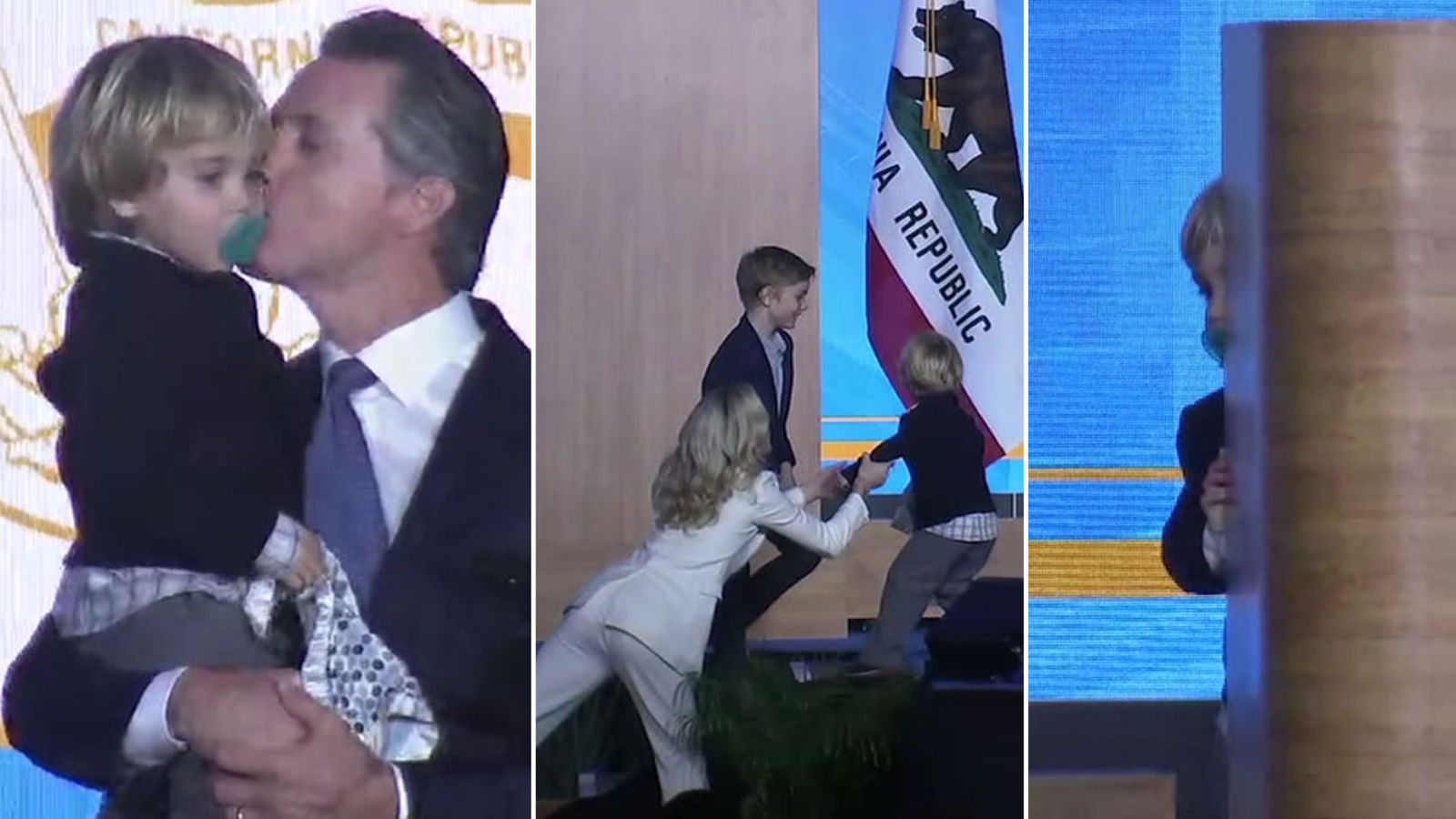 California Governor Gavin Newsom's 2-year-old son steals show during ...