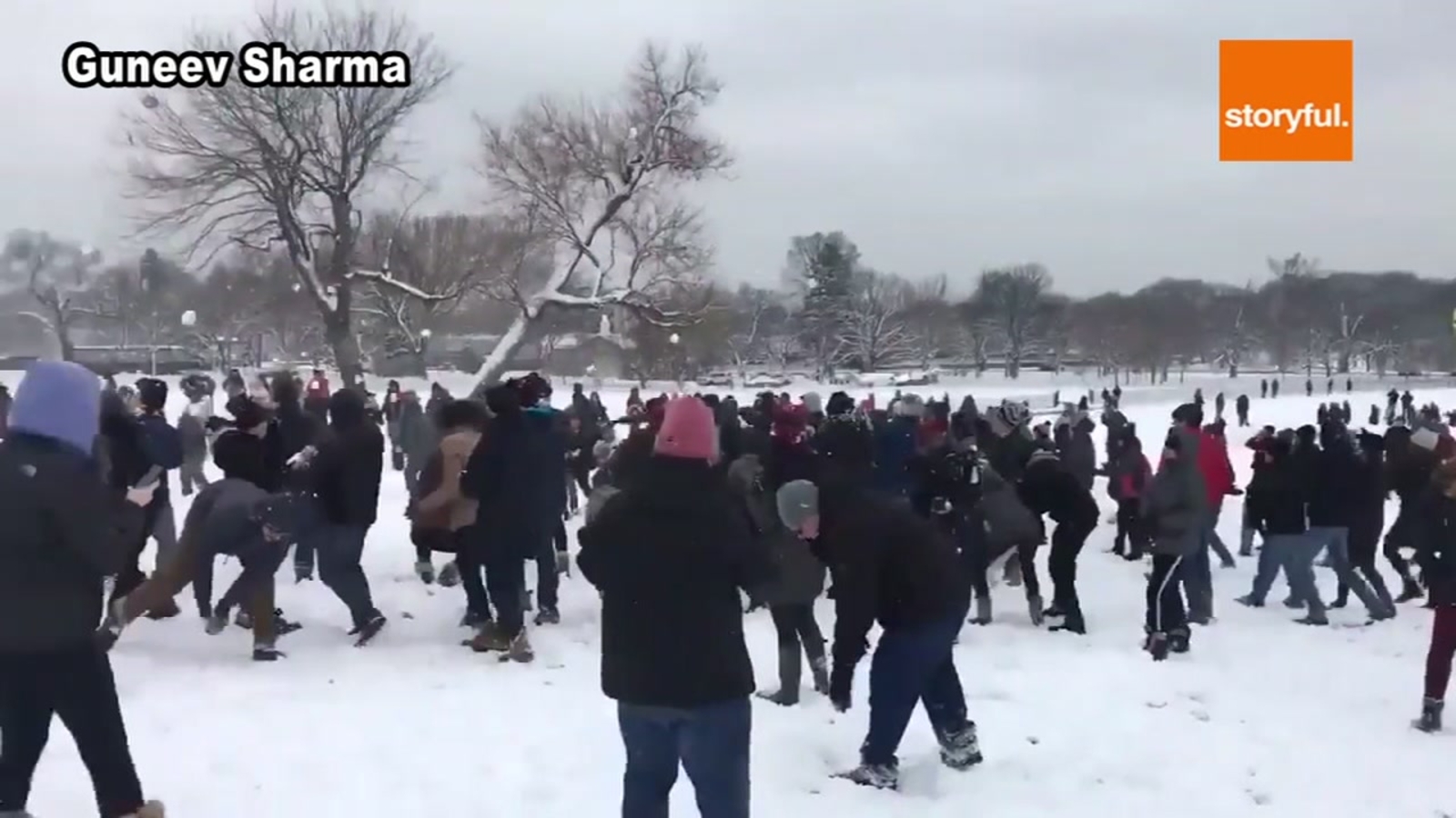 Watch: Massive snowball fight breaks out beside Washington Monument ...