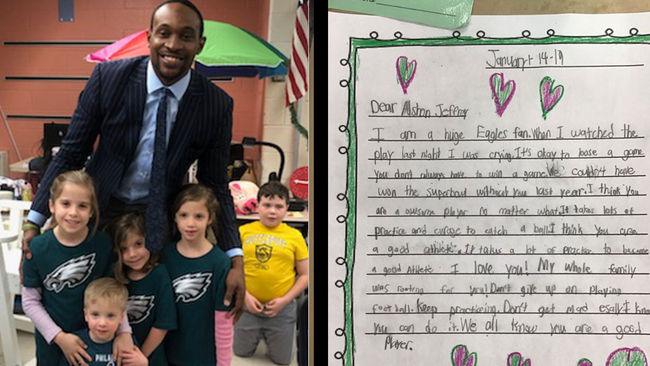 SURPRISE! Alshon Jeffery visits class of 2nd grader that sent him ...