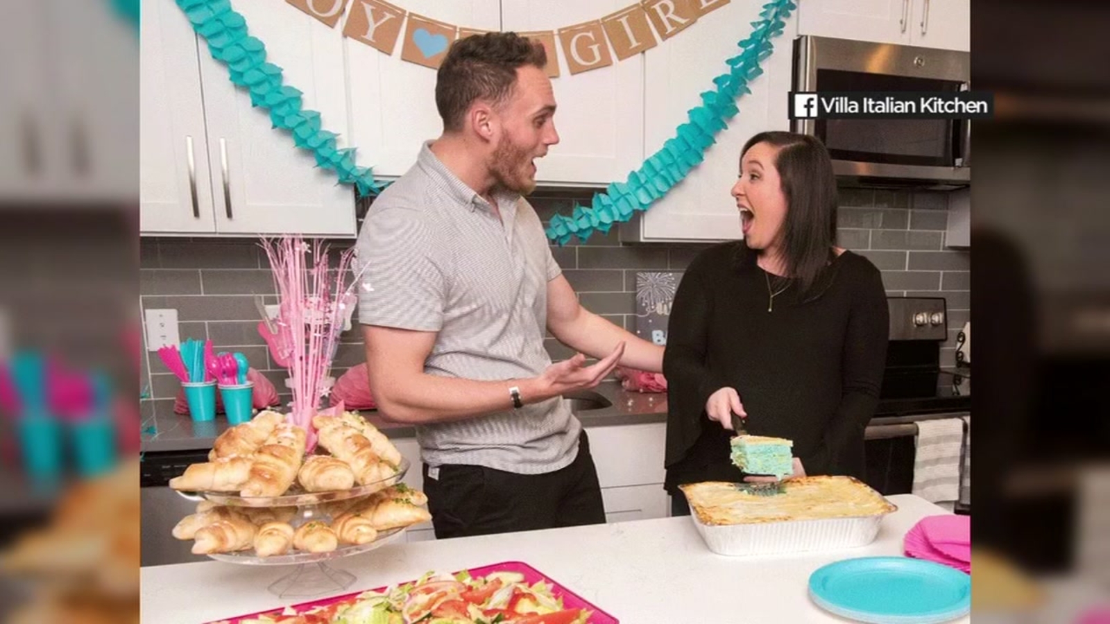Gender reveal lasagna offered by Villa Italian Kitchen - ABC13 Houston