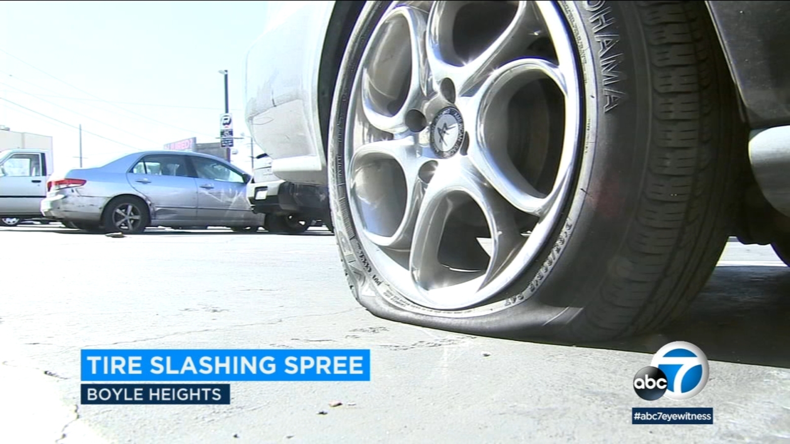 30+ vehicles found with slashed tires in Boyle Heights - ABC7 Los Angeles