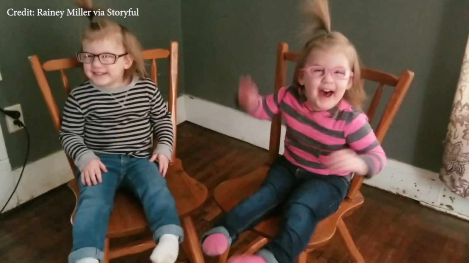 Illinois twins giggle with joy after new glasses help them see a whole ...