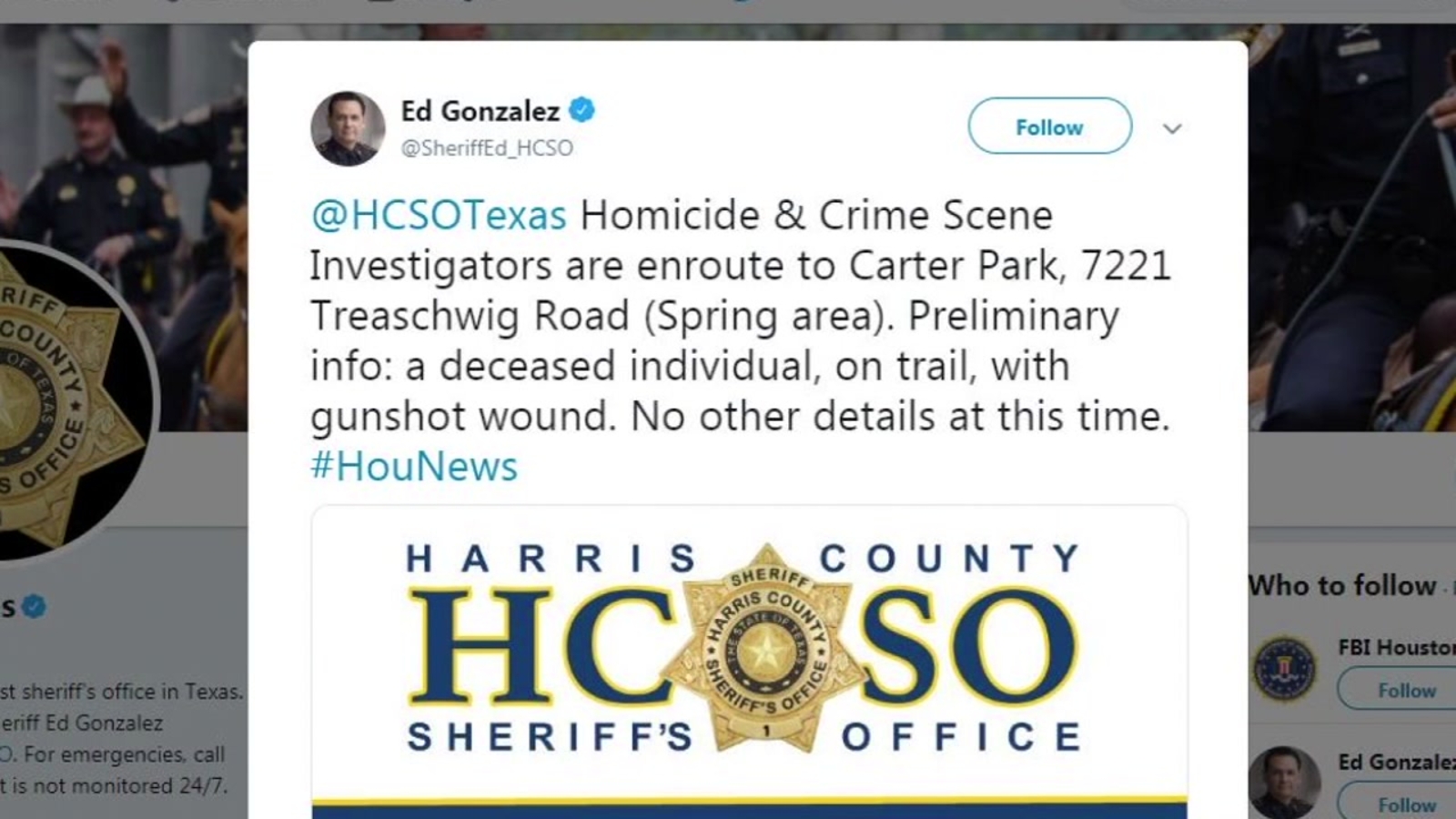 Body found with gunshot wound in Carter Park in Spring - ABC13 Houston