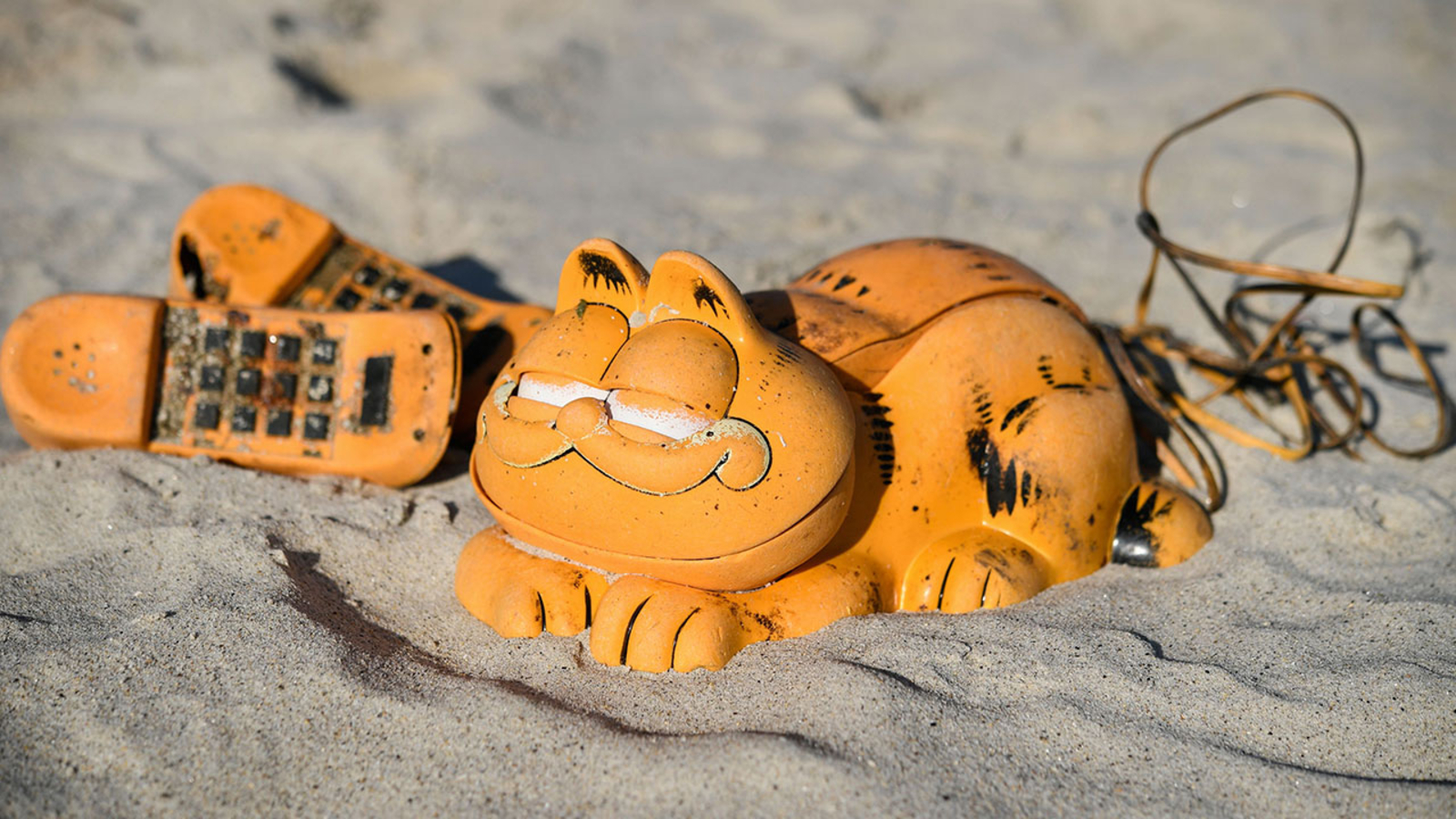 Garfield phones wash up on beach in France for decades before divers ...
