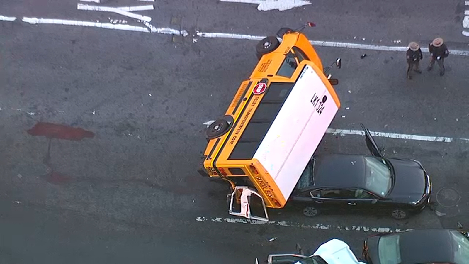 Mini school bus overturns in Astoria multi-vehicle crash - ABC7 New York