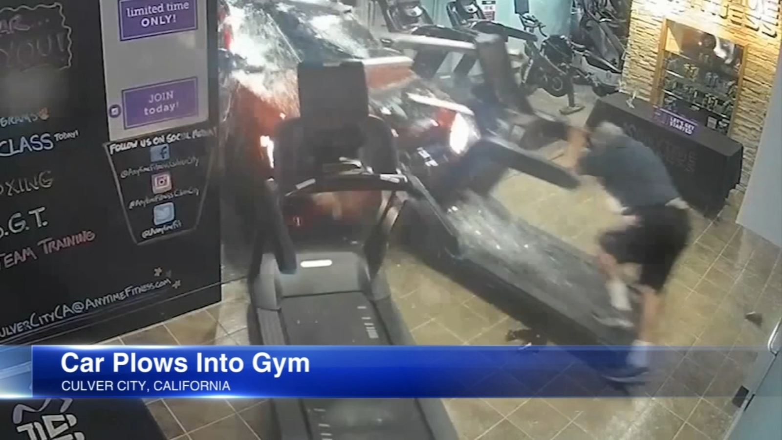 SUV crashes into Culver City, California gym, injuring man on treadmill ...
