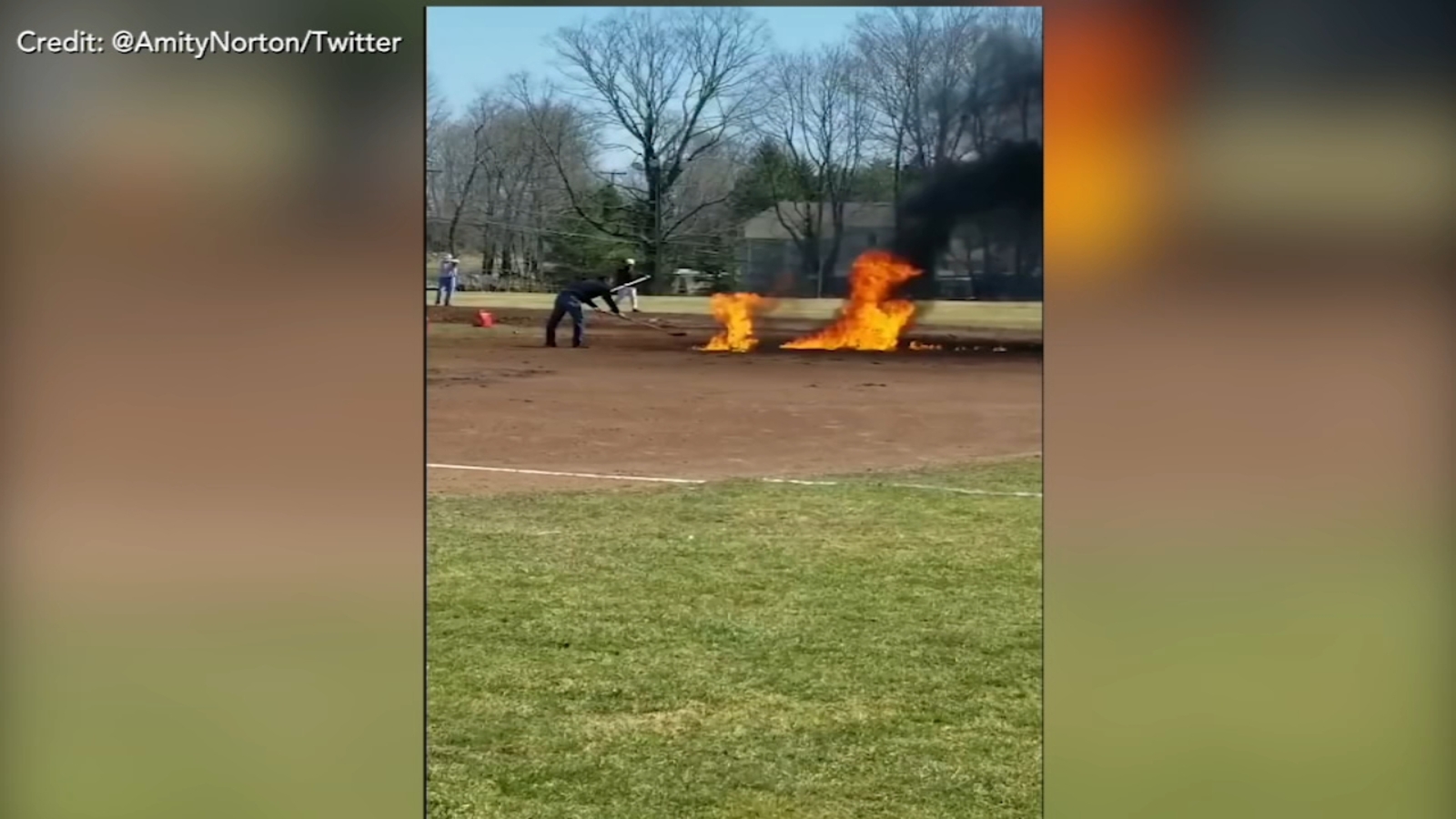24 gallons of gas poured, set ablaze in attempt to dry wet baseball ...
