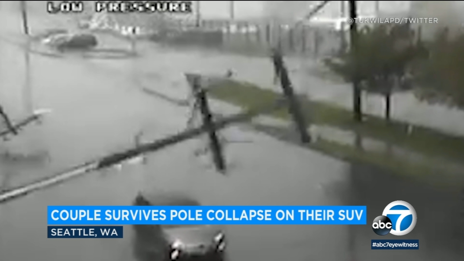 VIDEO: Power pole impales Seattle couple's SUV - ABC7 Los Angeles
