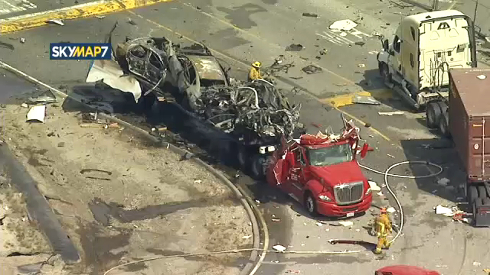 No injuries reported after big rig explosion at Port of Los Angeles ...