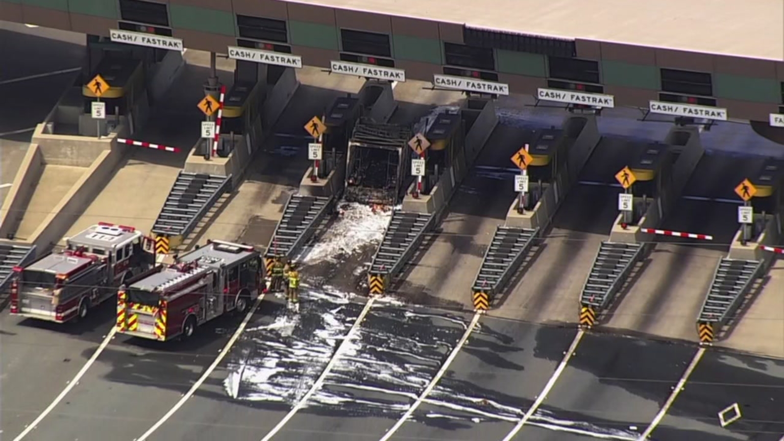 Benicia Bridge toll booths catch fire after flames spread from burning ...
