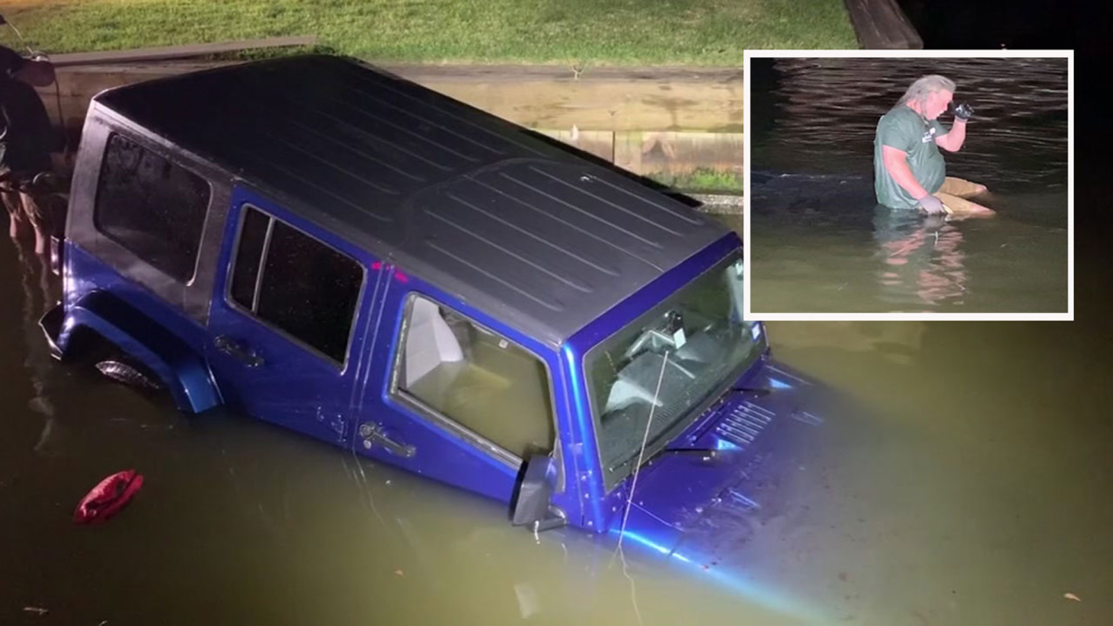 Neighbors rescue man after Jeep slides 40 feet into Lake Conroe ...