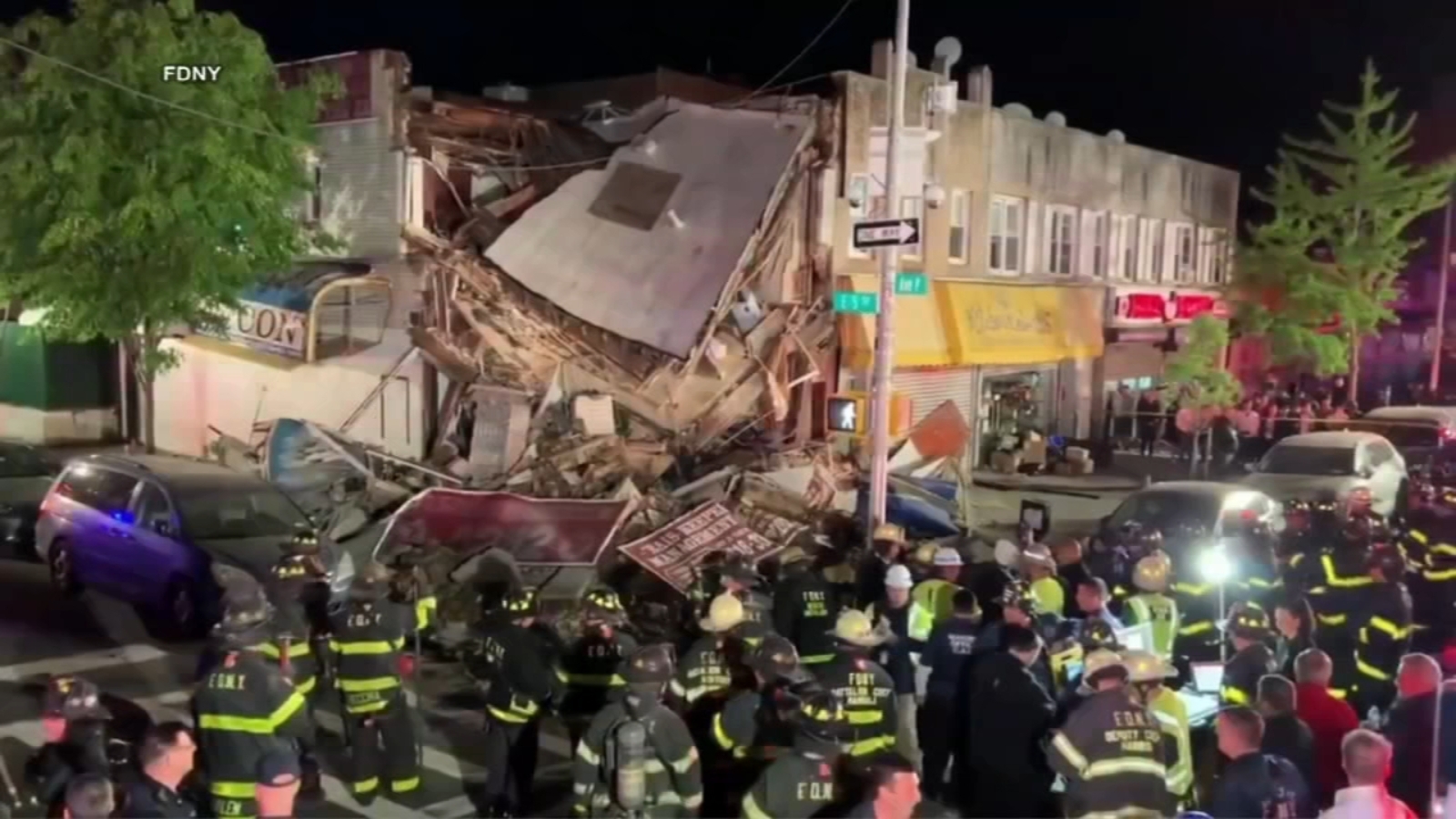 New York building partially collapses after being struck by vehicle ...