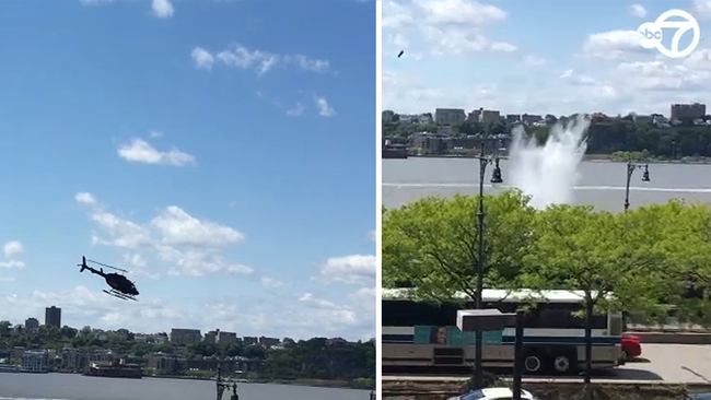 Helicopter crash lands in Hudson River near Manhattan's West Side ...
