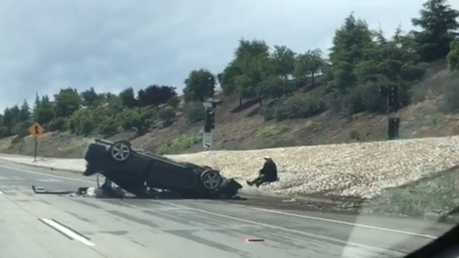 CHP: Car hydroplanes, rolls over on Highway 180 - ABC30 Fresno