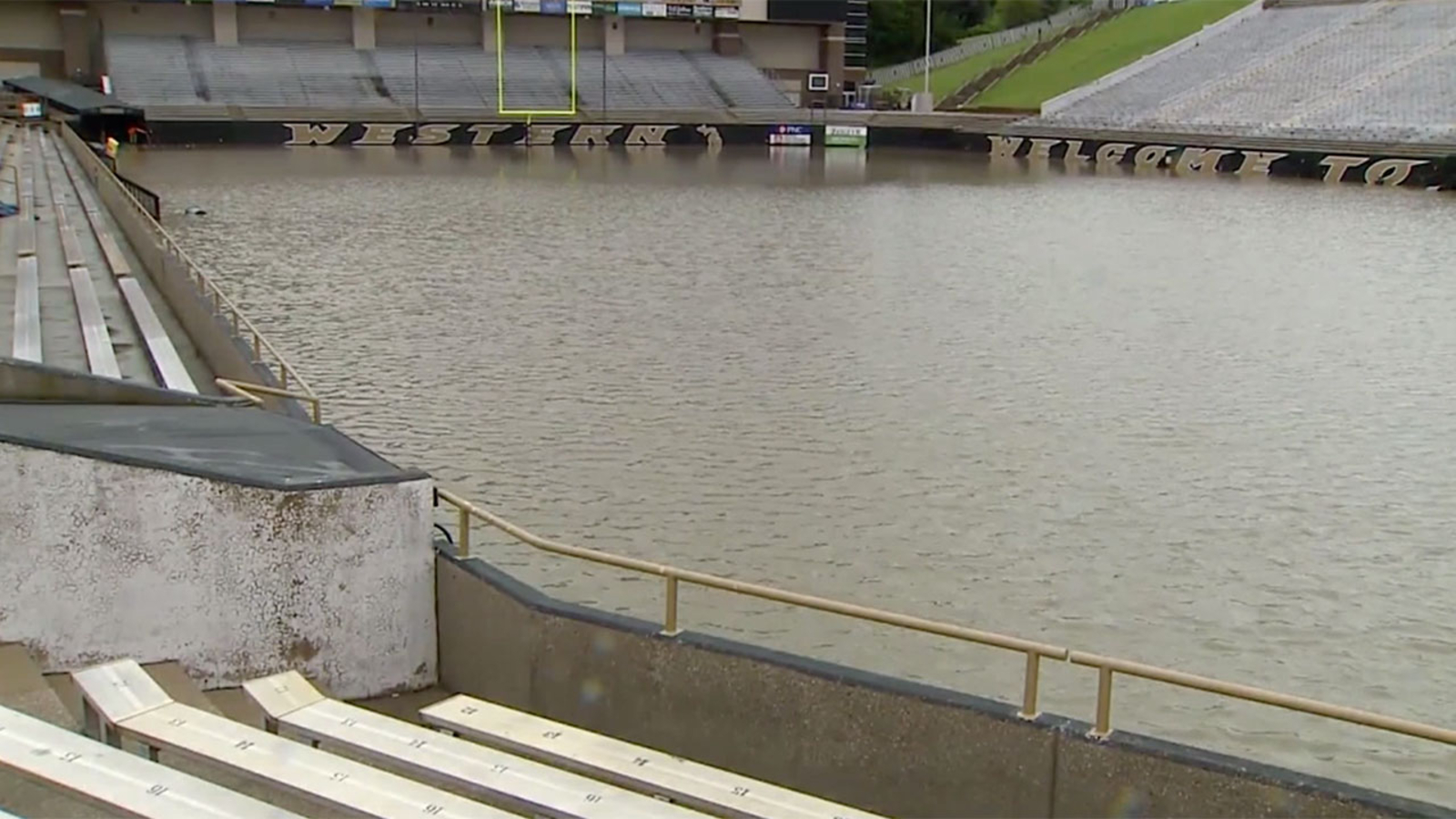 Waldo Stadium fills with water after heavy rains - ABC7 Chicago