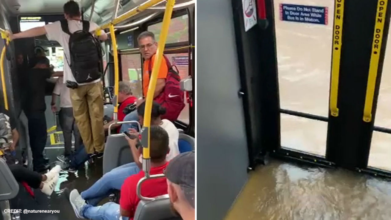 Brown floodwaters seep onto Staten Island bus during evening commute ...