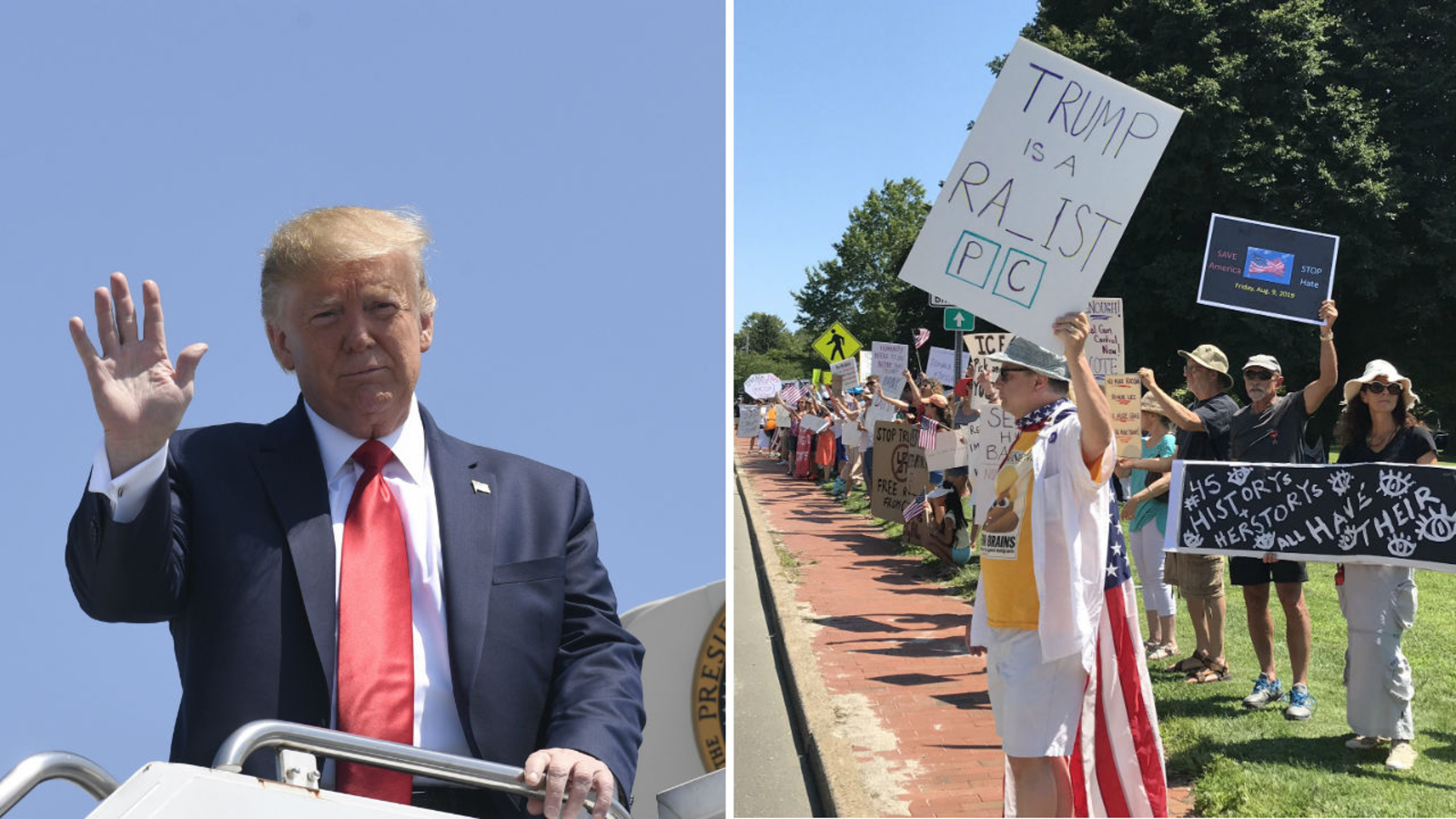 President Donald Trump arrives in Hamptons for controversial fundraiser ...