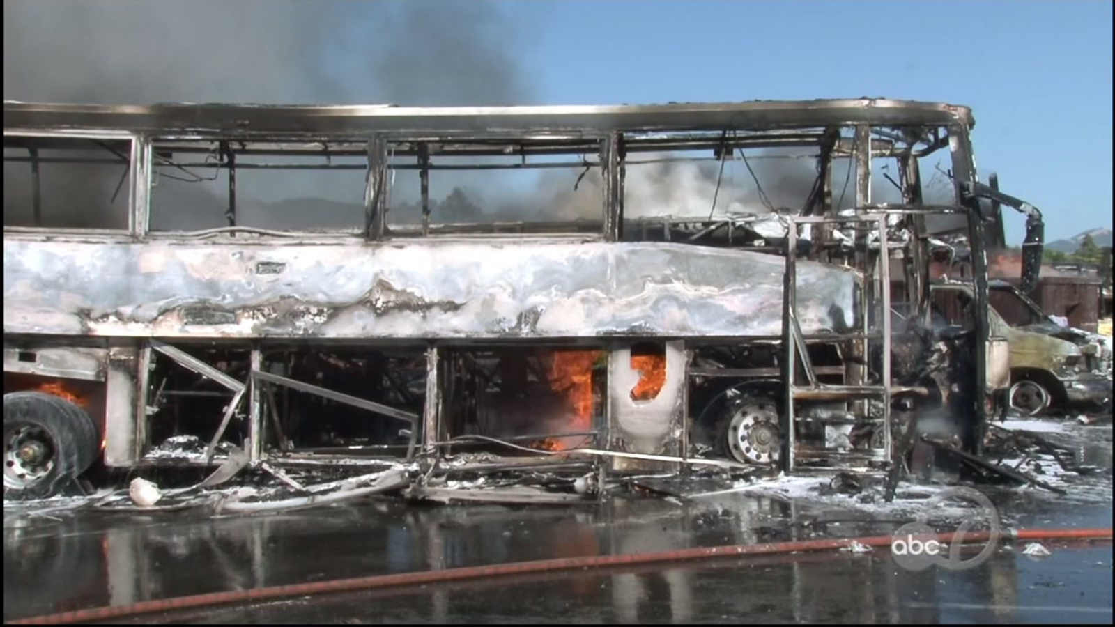 Several buses, large vehicles catch fire, cause shelter in place in ...