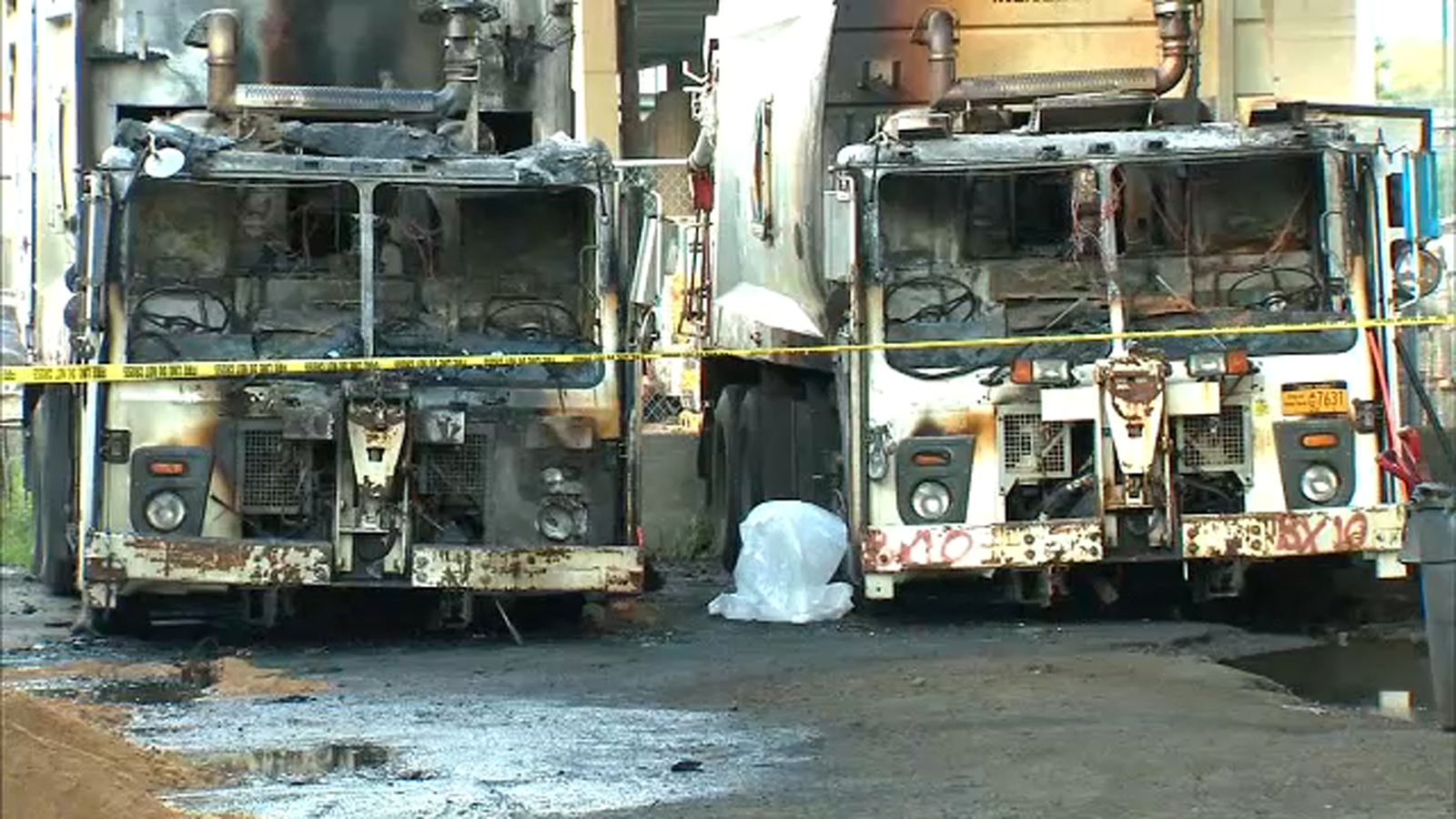 2 garbage trucks gutted by fire at Mott Haven sanitation facility ...