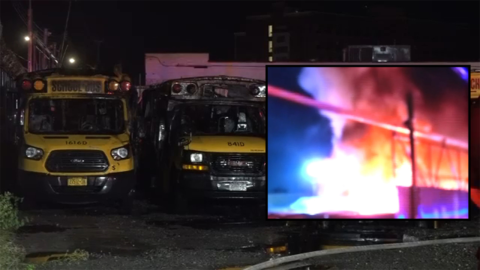 12 mini school buses catch fire in Bronx bus company's parking lot in ...
