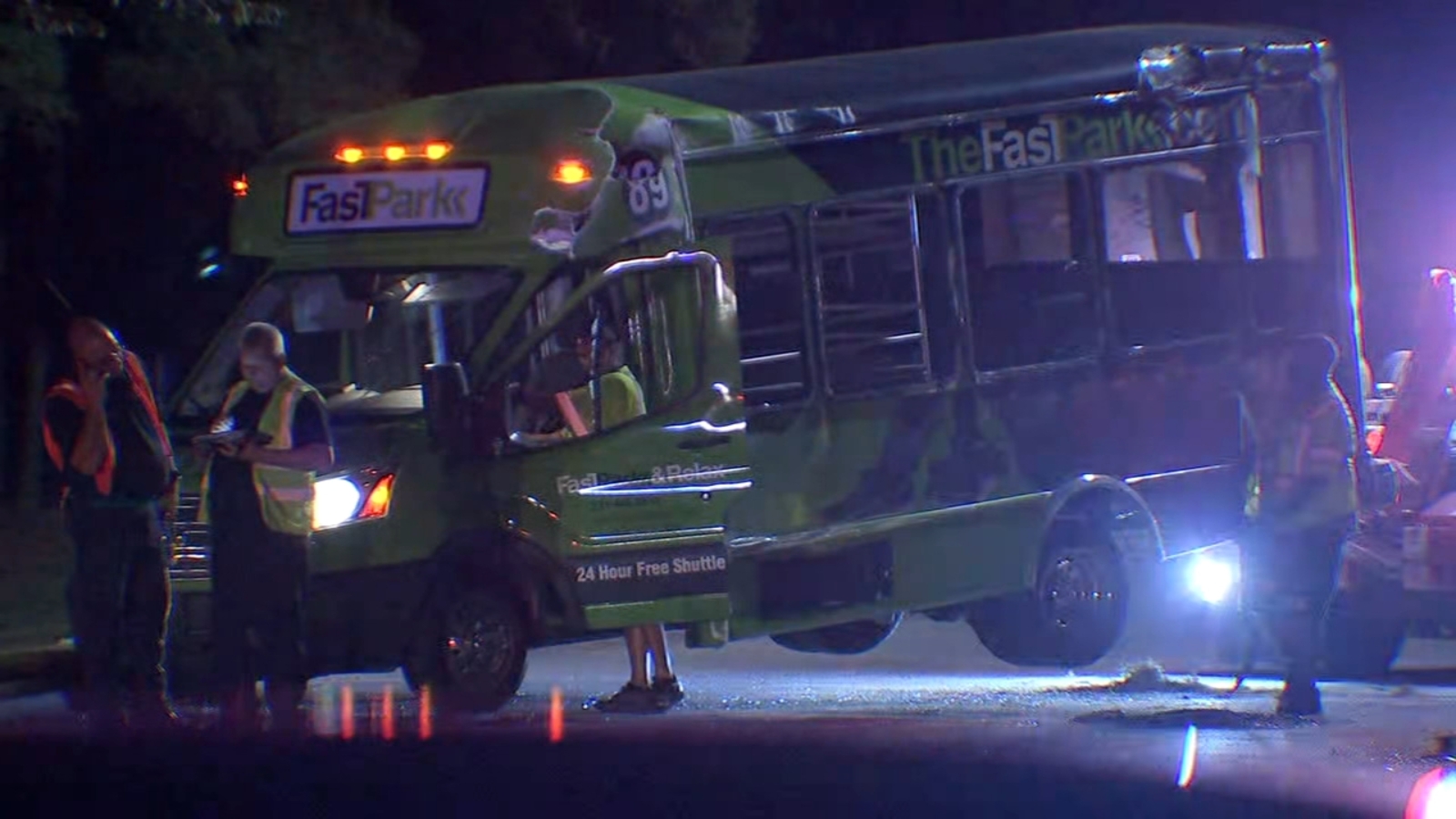 Airport shuttle bus flips during accident with SUV near Bush ...