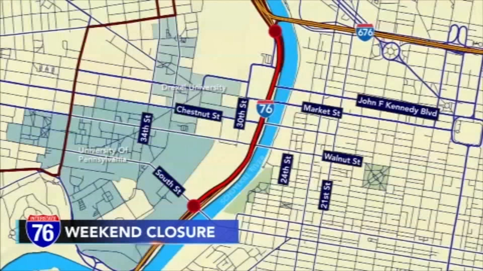 I-76 CLOSURE: Schuylkill Expressway EB closed all weekend for roadwork ...