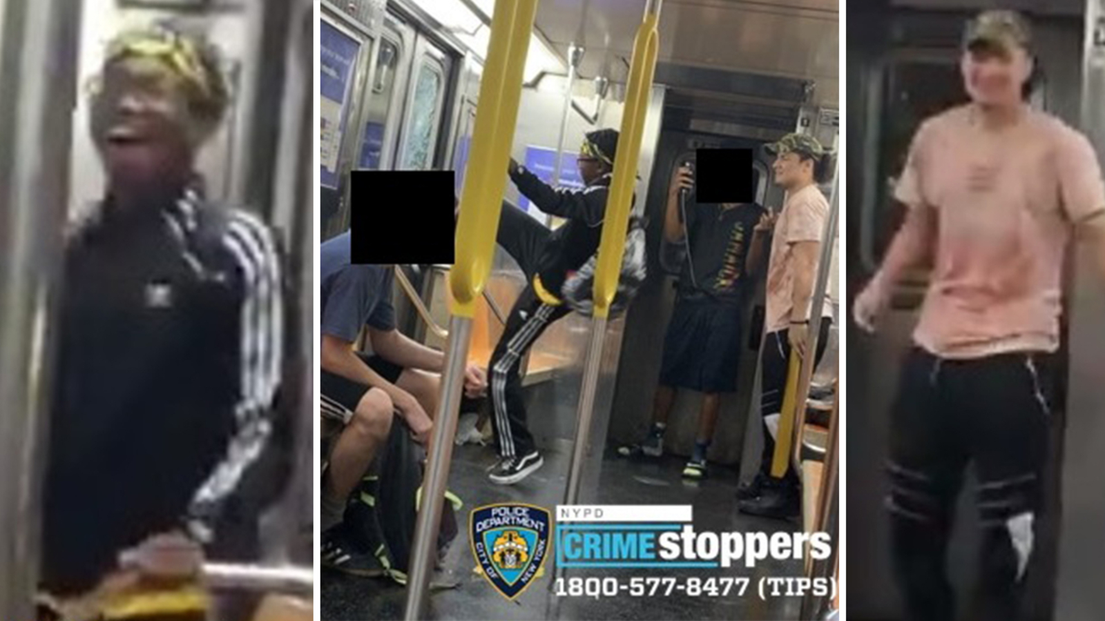 Pair spotted on video kicking out subway window on moving train in East ...