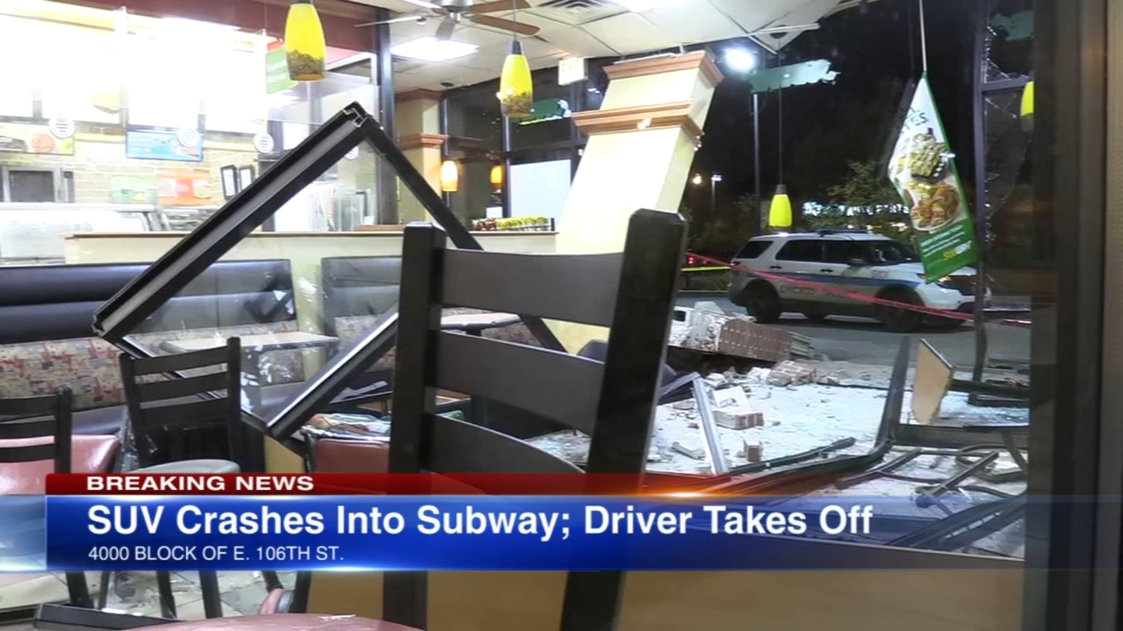 Driver flees after SUV crashes into SE Side Subway restaurant - ABC7 ...