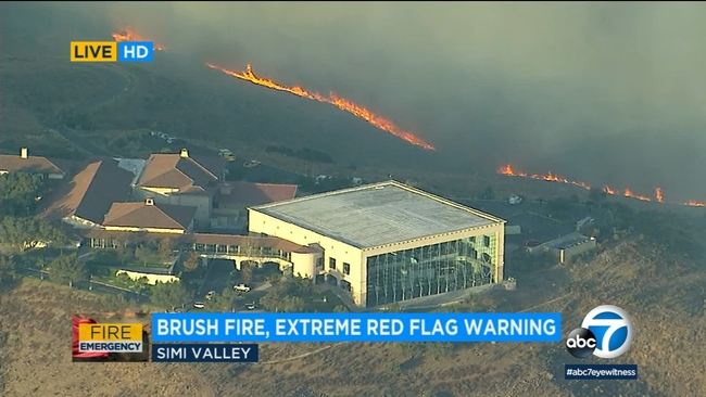 Ronald Reagan Presidential Library: Santa Ana winds push Easy Fire ...