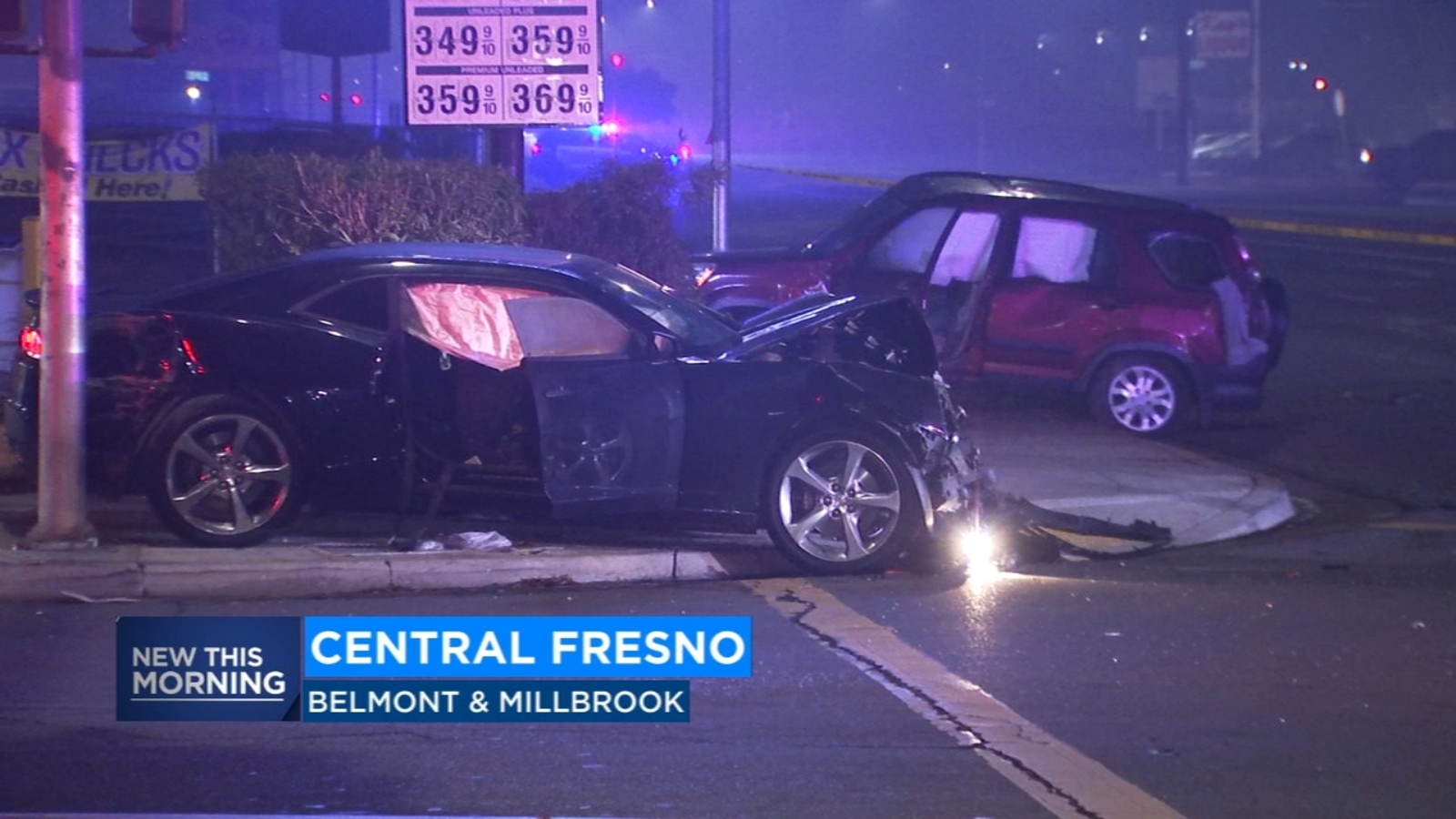 Driver runs red light, causes crash while running from police in central Fresno - ABC30 Fresno
