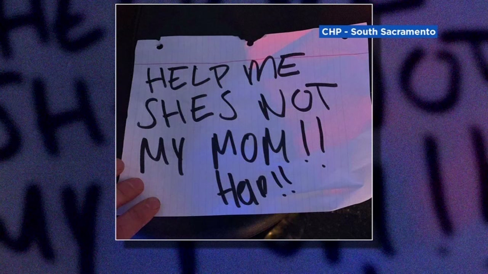 'Help me!' Child's sign calling for help that startled drivers was a ...