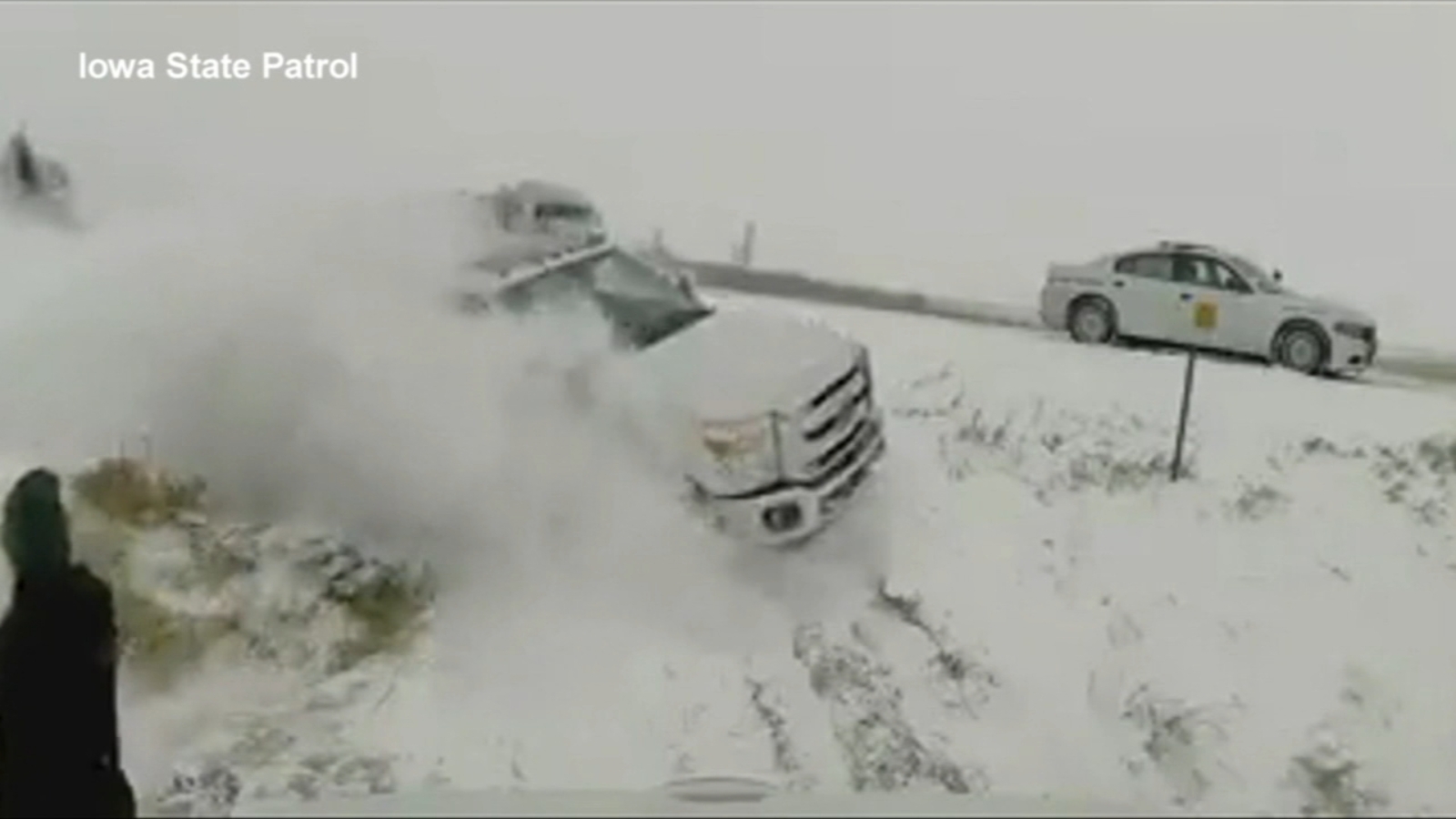 Dramatic video shows pickup truck narrowly missing emergency crews amid ...