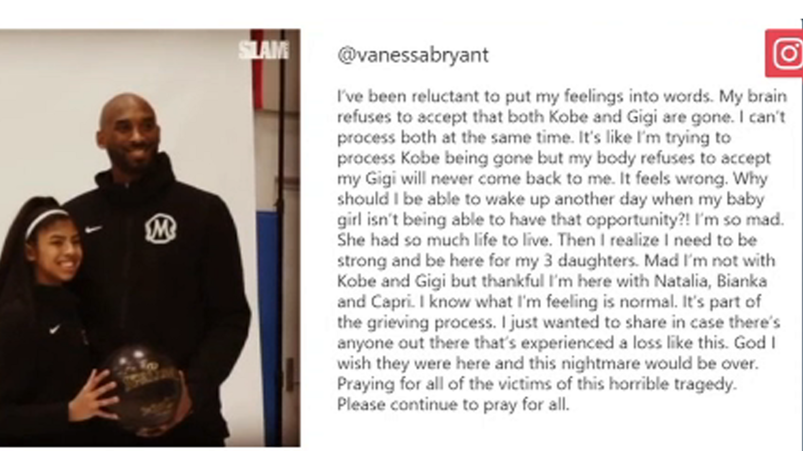 Vanessa Bryant Opens Up About Death Of Kobe Gianna In Emotional