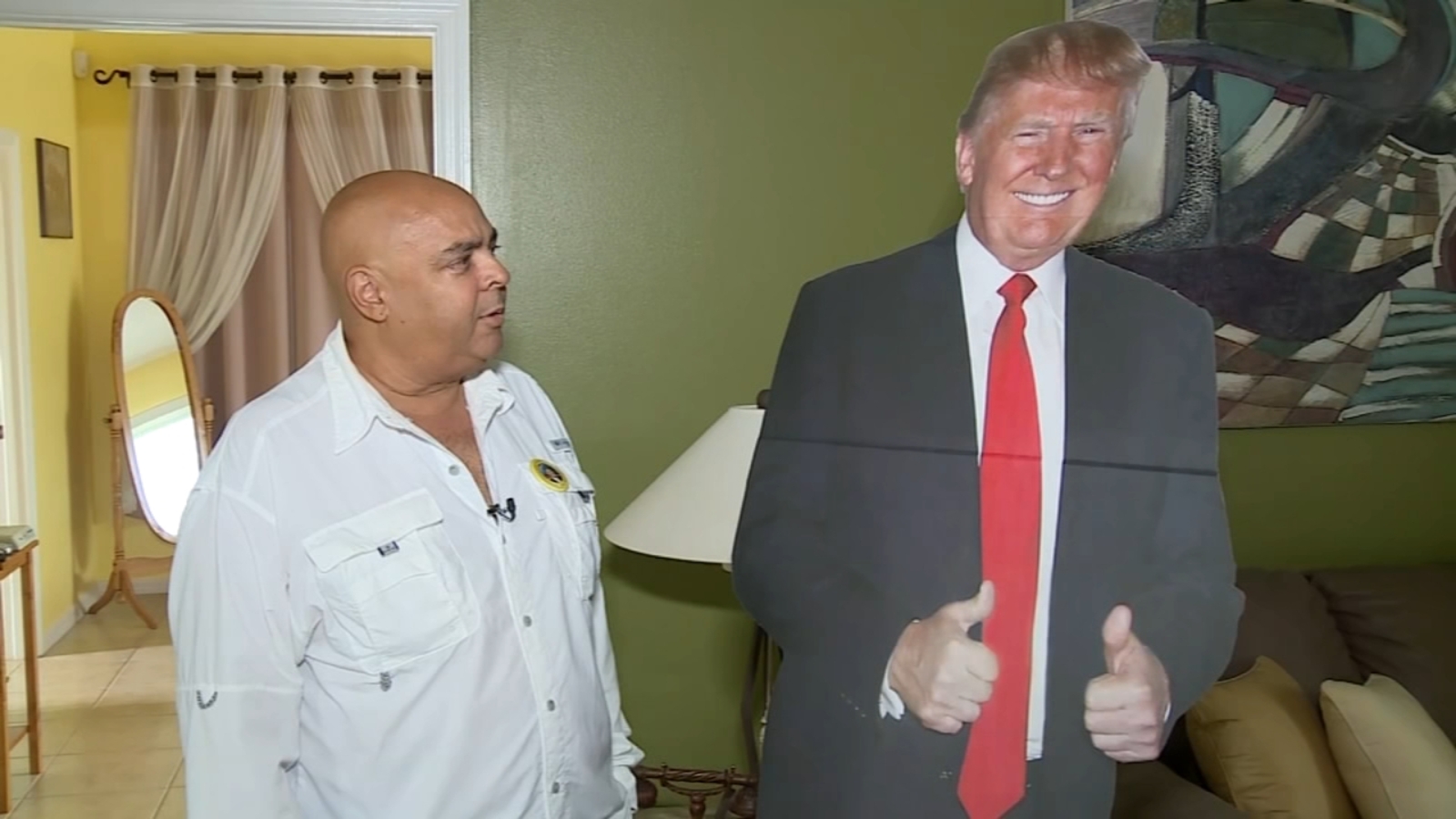 Man fighting to take emotional support cutout of President Trump to ...