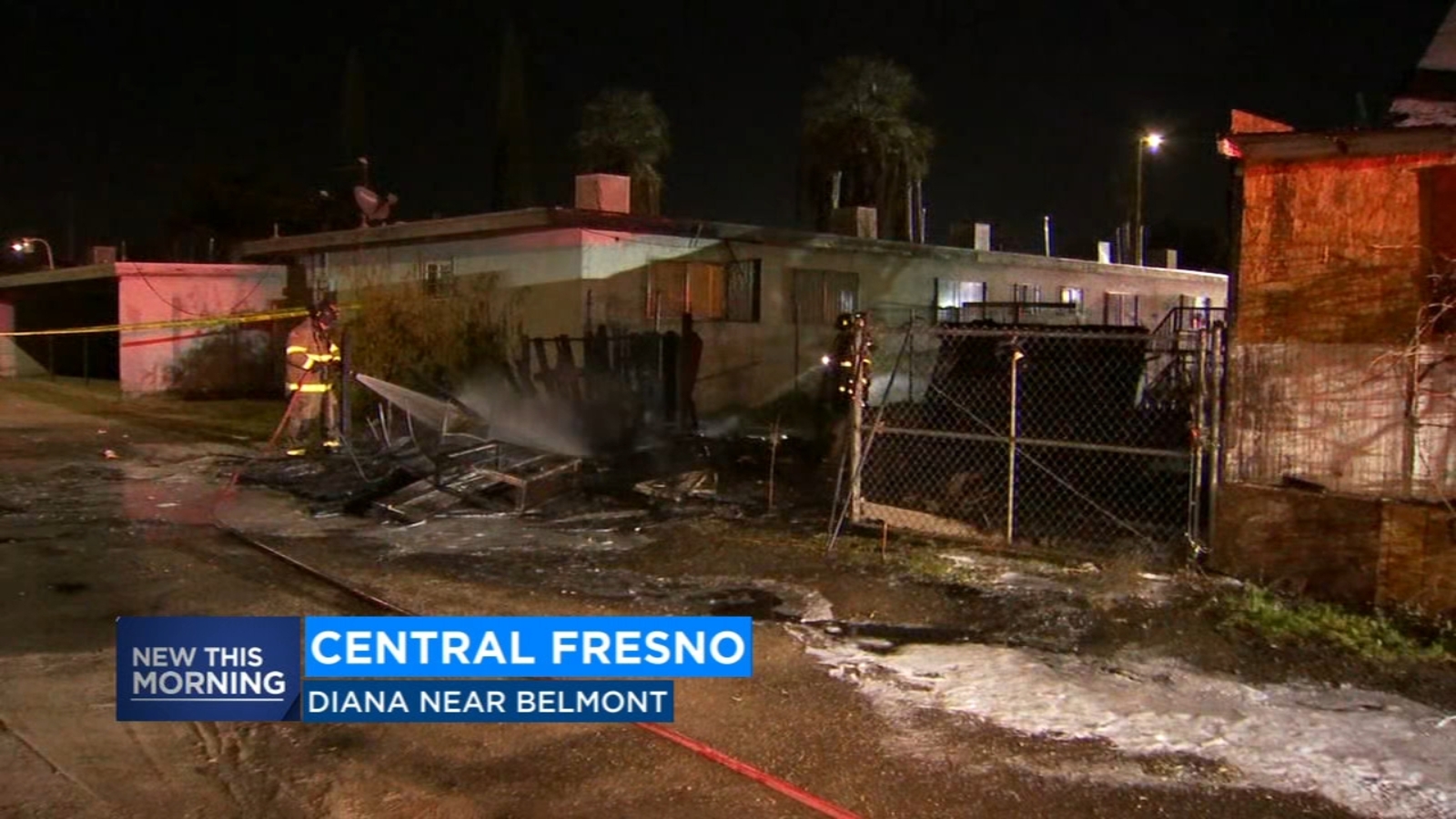 Shed catches fire near central Fresno home, apartment - ABC30 Fresno