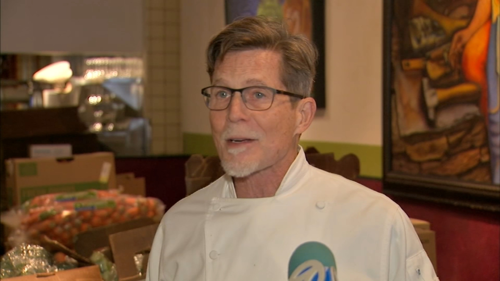 Celebrity chef; Rick Bayless with US Foods help provide boxes of food ...