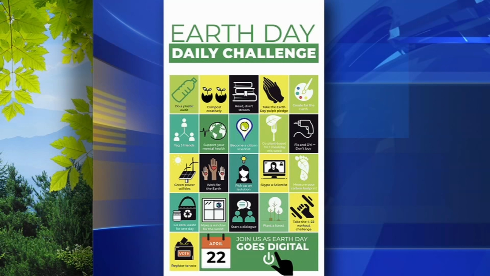 The Earth Day Network presents 22 Days of Earth Friendly Challenges ...