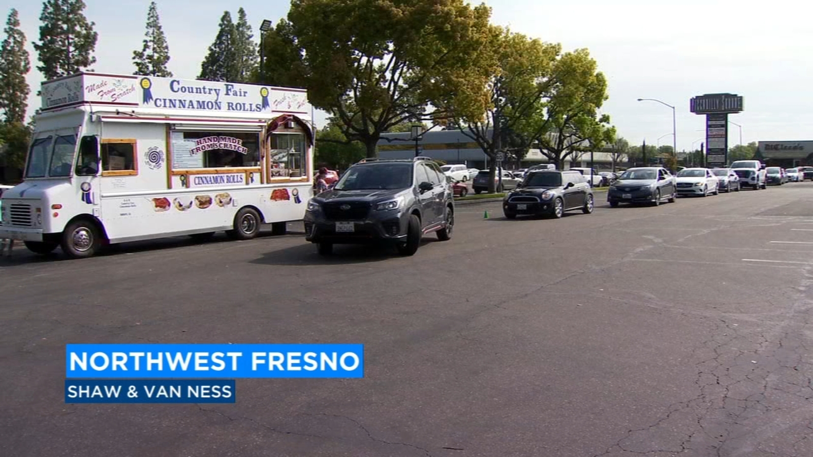 Long lines form in northwest Fresno for drive-thru cinnamon rolls ...