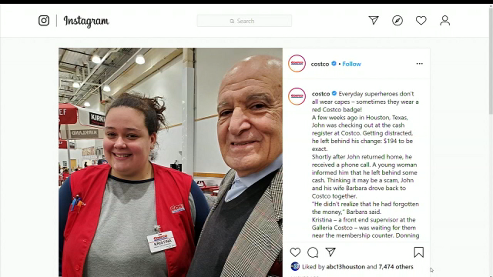 Houston Costco employee returns money customer left behind - ABC13 Houston