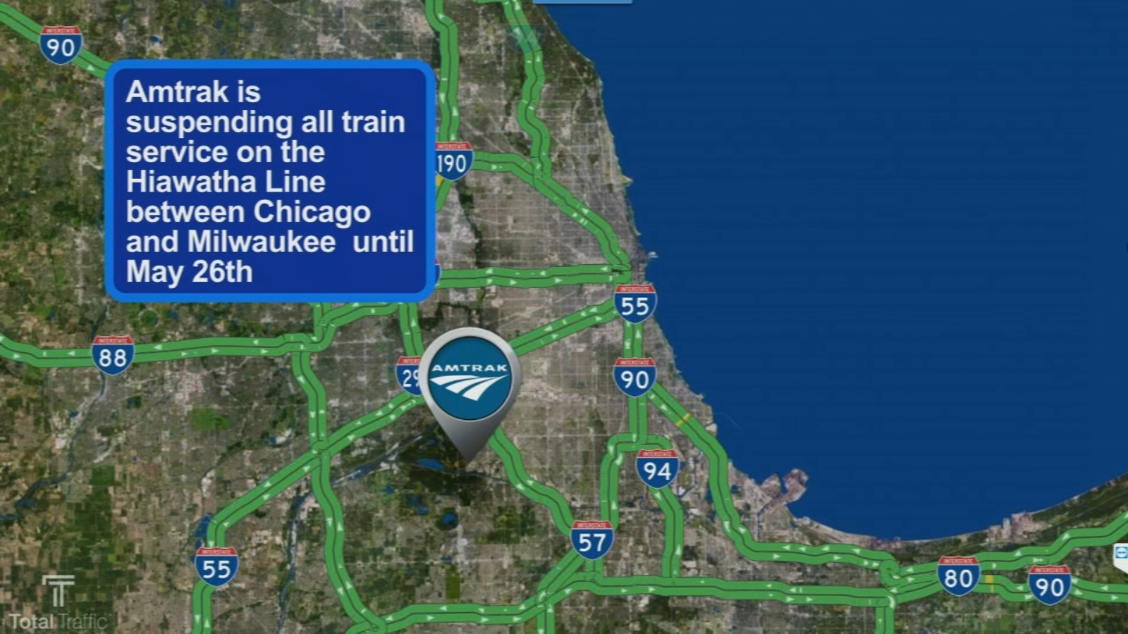 Amtrak replaced Hiawatha rail service between Chicago and Milwaukee with busses during ...