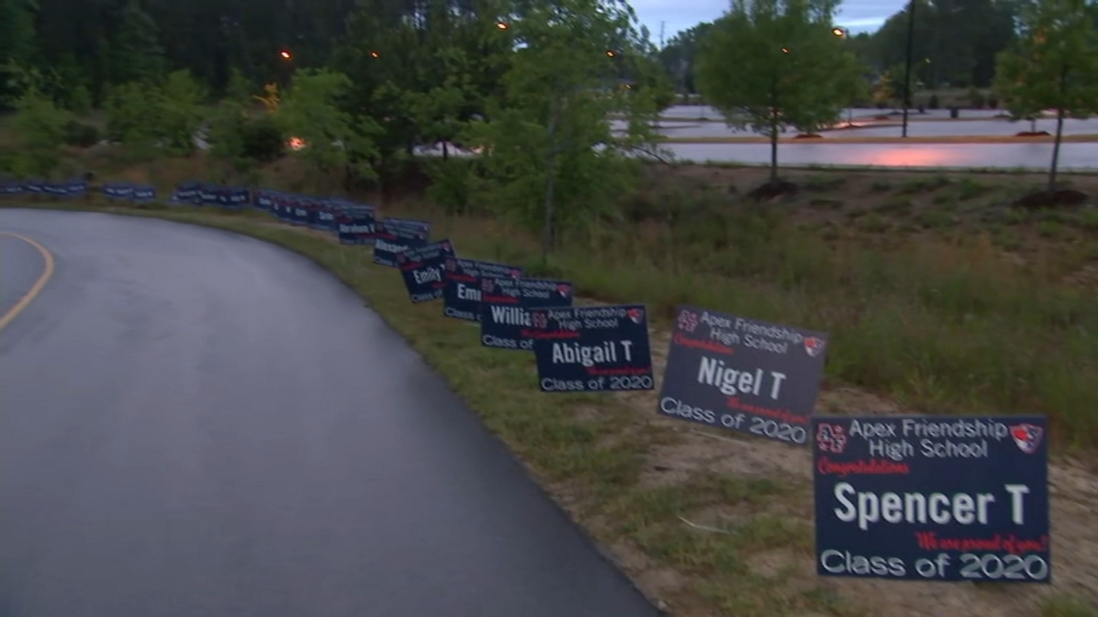 Class of 2020: Road lined with personalized signs honoring seniors ...