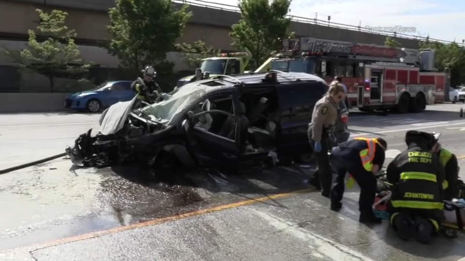 4 critically injured after minivan crashes into wall on Chinatown ...