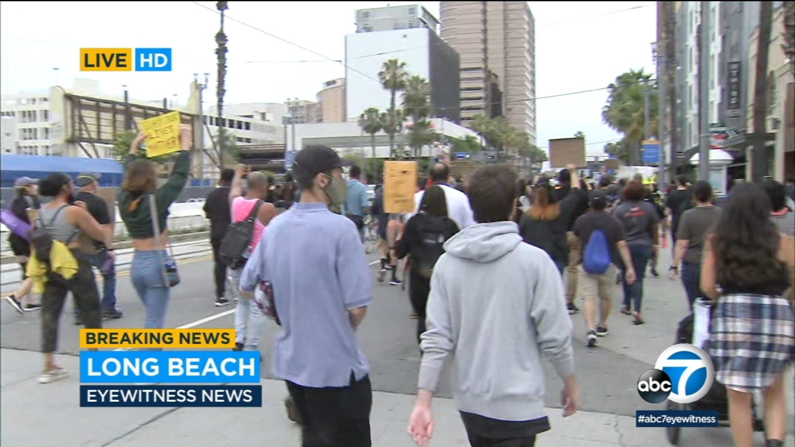 Peaceful sit-in protest and march held in downtown Long Beach - ABC7 ...
