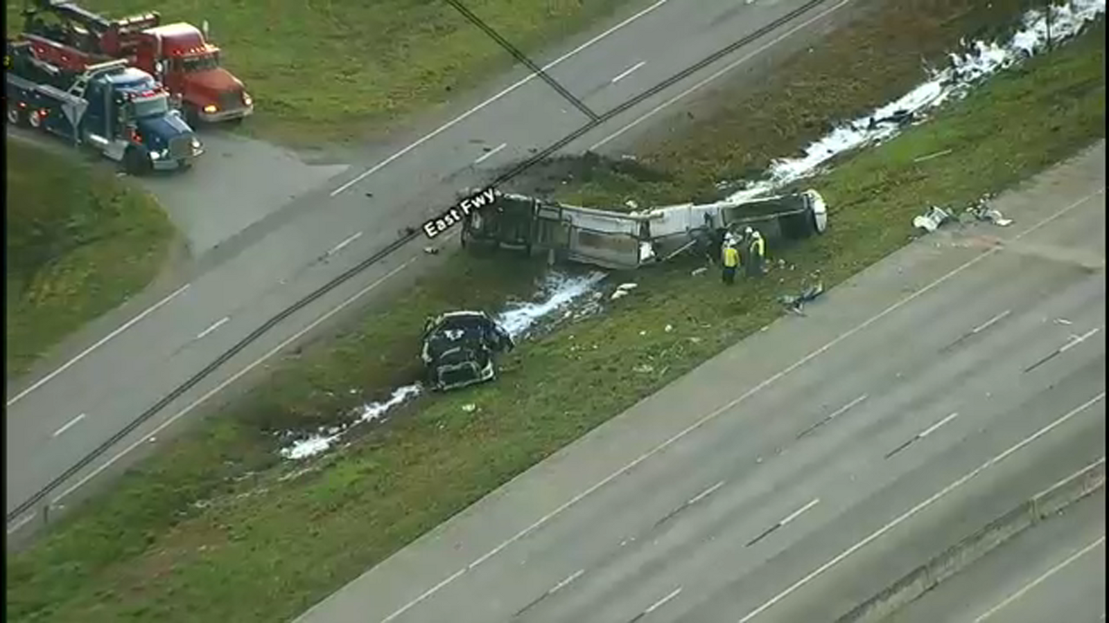 18 Wheeler Crash Causes Significant Backups On East Freeway Near