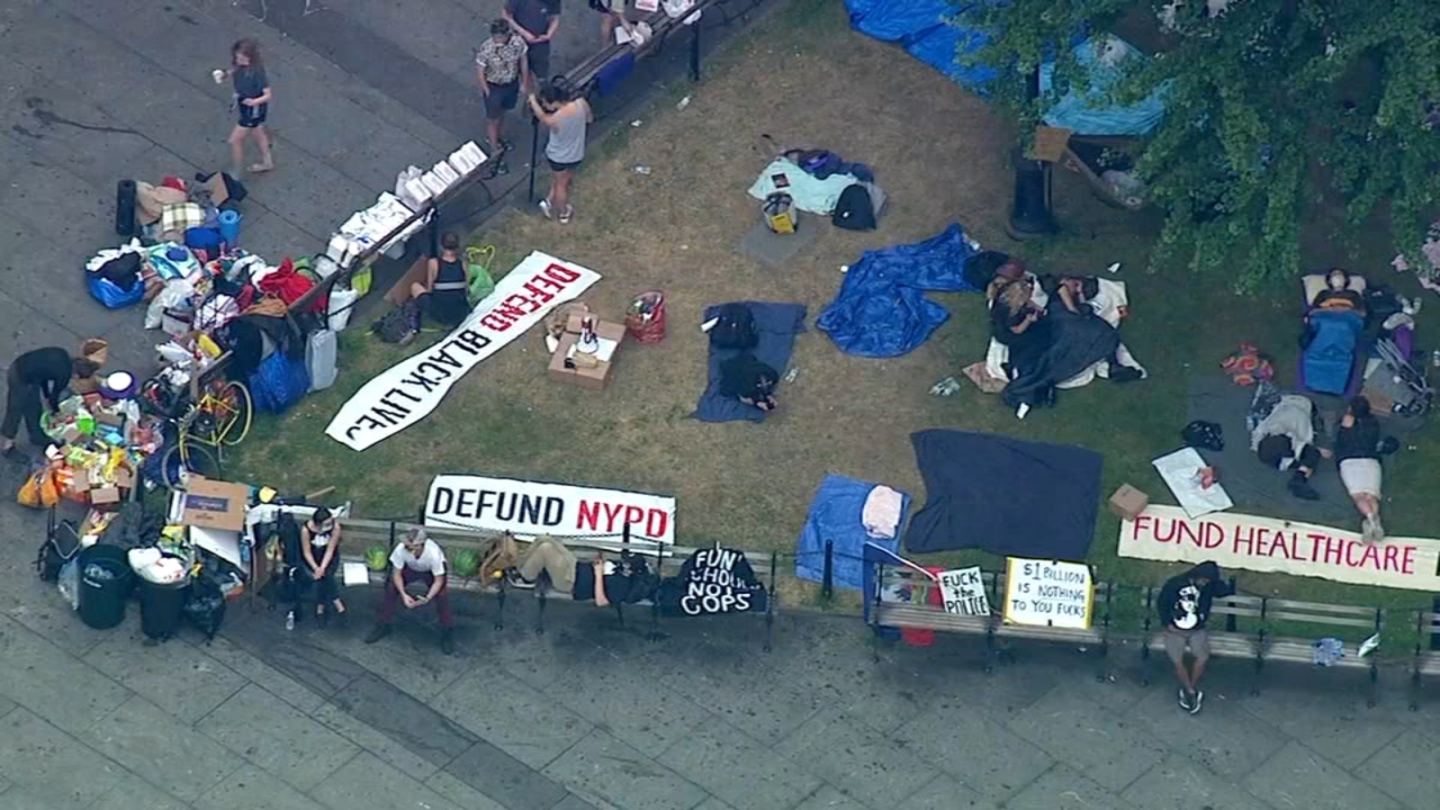 Protesters sleep outside City Hall in New York City call to defund the ...