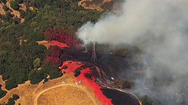 Crews battling 30-acre grass fire burning near water plant in Sunol ...