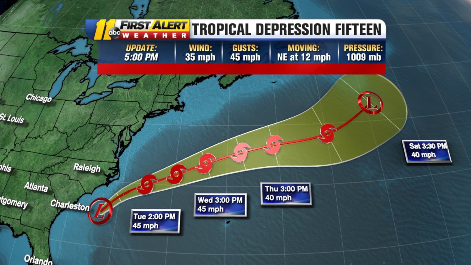 National Hurricane Center: Tropical Depression 15 forms off North ...